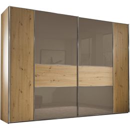 Schwebetürenschrank STAUD "Sonett 321C, Made in Germany" Schränke Gr. B/H/T: 249 cm x 240 cm x 68 cm, Classic, 4 St., braun (eiche, mocca) mit vier verschiedenen Ausstattungsvarianten