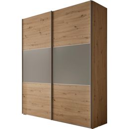 Schwebetürenschrank STAUD "Includo, Made in Germany" Schränke Gr. B/H/T: 188 cm x 222 cm x 68 cm, Basic, 2 St., blau (dekor artisan eiche, saphir) Mit vier verschiedenen Ausstattungsvarianten