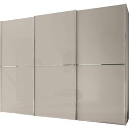 Schwebetürenschrank STAUD "Sinfonie Plus, edles Design in hochwertiger Qualität, Made Germany" Schränke Gr. B/H/T: 249 cm x 222 cm x 68 cm, Premium, 3 St., beige (sandglas) Mit Glasfront und vier verschiedenen Ausstattungsvarianten