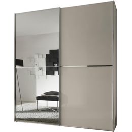 Schwebetürenschrank STAUD "Sinfonie Plus, edles Design in hochwertiger Qualität, Made Germany" Schränke Gr. B/H/T: 225 cm x 222 cm x 68 cm, Comfort, 2 St., beige (sandglas) Glas und Spiegel-Frontkombination mit vier Ausstattungsvarianten