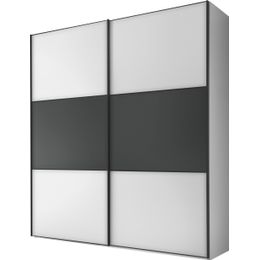 Schwebetürenschrank STAUD "Includo, Made in Germany" Schränke Gr. B/H/T: 225 cm x 222 cm x 68 cm, Premium, 2 St., weiß (dekor weiß, vulkan) Mit vier verschiedenen Ausstattungsvarianten