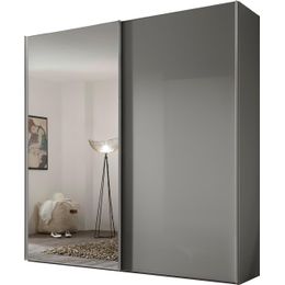 Schwebetürenschrank STAUD "Sonate Rom mit Spiegel, Made in Germany" Schränke Gr. B/H/T: 188 cm x 222 cm x 68 cm, Premium, 2 St., grau (saphirglas) Mit vier verschiedenen Ausstattungsvarianten