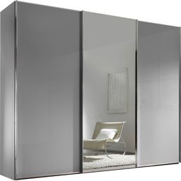 Schwebetürenschrank STAUD "Sinfonie Plus, edles Design in hochwertiger Qualität, Made Germany" Schränke Gr. B/H/T: 249 cm x 240 cm x 68 cm, Premium, 3 St., grau (hellgrauglas) Mit Spiegeltür und vier verschiedenen Ausstattungsvarianten