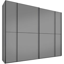 Schwebetürenschrank STAUD "Sonett 200 G, Made in Germany" Schränke Gr. B/H/T: 249 cm x 240 cm x 68 cm, Basic, 2 St., grau (hellgrau) mit vier verschiedenen Ausstattungsvarianten