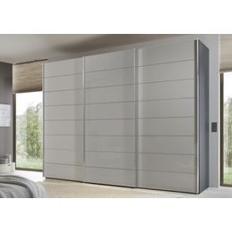 Schwebetürenschrank STAUD "Sonate Como, Made in Germany" Schränke Gr. B/H/T: 249 cm x 240 cm x 68 cm, Basic, 3 St., grau (saphirglas) Mit vier verschiedenen Ausstattungsvarianten