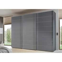 Schwebetürenschrank STAUD "Sonate Como, Made in Germany" Schränke Gr. B/H/T: 280 cm x 240 cm x 68 cm, Classic, 3 St., grau (vulkanglas) Mit vier verschiedenen Ausstattungsvarianten