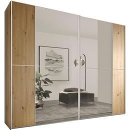 Schwebetürenschrank STAUD "Sonett 220, Made in Germany" Schränke Gr. B/H/T: 270 cm x 240 cm x 68 cm, Comfort, 2 St., braun (artisan eiche) mit vier verschiedenen Ausstattungsvarianten