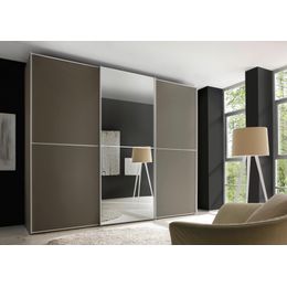 Schwebetürenschrank STAUD "Sinfonie Plus, edles Design in hochwertiger Qualität, Made Germany" Schränke Gr. B/H/T: 280 cm x 240 cm x 68 cm, Basic, 3 St., braun (mocca) Mit Spiegeltüre und vier verschiedenen Ausstattungsvarianten