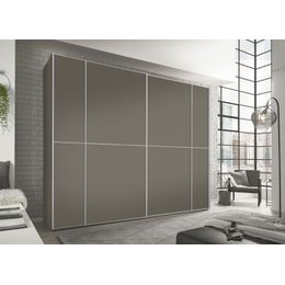 Schwebetürenschrank STAUD "Sonett 200, Made in Germany" Schränke Gr. B/H/T: 249 cm x 240 cm x 68 cm, Comfort, 2 St., braun (mocca) mit vier verschiedenen Ausstattungsvarianten