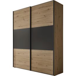 Schwebetürenschrank STAUD "Includo, Made in Germany" Schränke Gr. B/H/T: 188 cm x 222 cm x 68 cm, Comfort, 2 St., schwarz (dekor artisan eiche, vulkan) Mit vier verschiedenen Ausstattungsvarianten