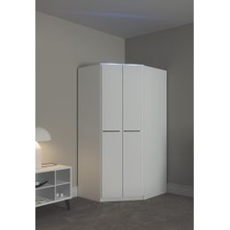 Eckkleiderschrank Priess "Barcelona Kleiderschrank Ecklösung Raumwunder" Schränke Gr. B/H/T: 95cm x 193cm x 95cm, Tiefe Seitenteil 54cm, mit Beleuchtung, weiß in 2 Tiefen Schrank Eckschrank Garderobe