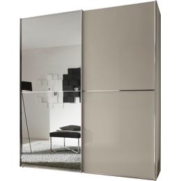 Schwebetürenschrank STAUD "Sinfonie Plus, edles Design in hochwertiger Qualität, Made Germany" Schränke Gr. B/H/T: 188 cm x 222 cm x 68 cm, Basic, 2 St., beige (sandglas) Glas und Spiegel-Frontkombination mit vier Ausstattungsvarianten