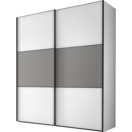 Schwebetürenschrank STAUD "Includo, Made in Germany" Schränke Gr. B/H/T: 200 cm x 222 cm x 68 cm, Premium, 2 St., blau (dekor weiß, saphir) Mit vier verschiedenen Ausstattungsvarianten