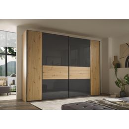 Schwebetürenschrank STAUD "Sonett 321G, Made in Germany" Schränke Gr. B/H/T: 298 cm x 222 cm x 68 cm, Comfort, 4 St., grau (eiche, anthr) mit vier verschiedenen Ausstattungsvarianten