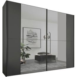 Schwebetürenschrank STAUD "Sonett 220G, Made in Germany" Schränke Gr. B/H/T: 298 cm x 240 cm x 68 cm, Premium, 2 St., grau (vulkan) mit vier verschiedenen Ausstattungsvarianten