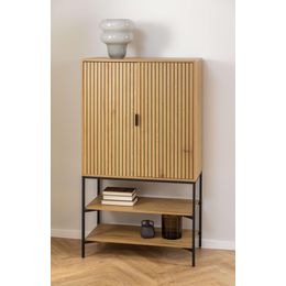 Stauraumschrank ACTONA GROUP "Jaipur Sideboard, Regal", beige (natur), B:80cm H:140cm T:40cm, Schränke, Wildeiche-Optik, 2 Türen und 2 Einlegeböden, Lamellenfront