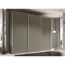 Schwebetürenschrank STAUD "Sinfonie Plus, edles Design in hochwertiger Qualität, Made Germany" Schränke Gr. B/H/T: 249 cm x 240 cm x 68 cm, Comfort, 3 St., braun (mocca) Mit vier verschiedenen Ausstattungsvarianten