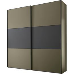 Schwebetürenschrank STAUD "Includo, Made in Germany" Schränke Gr. B/H/T: 225 cm x 222 cm x 68 cm, Basic, 2 St., grün (dekor salbei, vulkan) Mit vier verschiedenen Ausstattungsvarianten