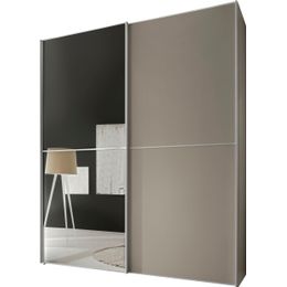 Schwebetürenschrank STAUD "Sinfonie Plus, edles Design in hochwertiger Qualität, Made Germany" Schränke Gr. B/H/T: 167 cm x 222 cm x 68 cm, Comfort, 2 St., beige (sand) Mit vier verschiedenen Ausstattungsvarianten