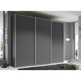 Schwebetürenschrank STAUD "Sinfonie Plus, edles Design in hochwertiger Qualität, Made Germany" Schränke Gr. B/H/T: 280 cm x 240 cm x 68 cm, Comfort, 3 St., grau (vulkan) Mit vier verschiedenen Ausstattungsvarianten