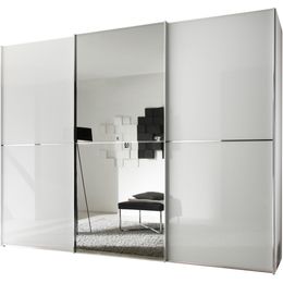 Schwebetürenschrank STAUD "Sinfonie Plus, edles Design in hochwertiger Qualität, Made Germany" Schränke Gr. B/H/T: 280 cm x 240 cm x 68 cm, Classic, 3 St., weiß (alpinweißglas) Mit kombinierter Glas-Spiegel-Front, viele Varianten