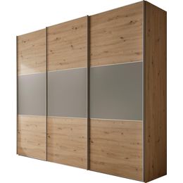 Schwebetürenschrank STAUD "Includo, Made in Germany" Schränke Gr. B/H/T: 298 cm x 222 cm x 68 cm, Premium, 3 St., blau (artisan eiche, saphir)