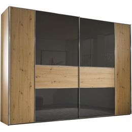 Schwebetürenschrank STAUD "Sonett 321C, Made in Germany" Schränke Gr. B/H/T: 270 cm x 222 cm x 68 cm, Basic, 4 St., grau (eiche, anthr) mit vier verschiedenen Ausstattungsvarianten