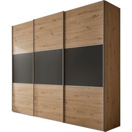 Schwebetürenschrank STAUD "Includo, Made in Germany" Schränke Gr. B/H/T: 298 cm x 222 cm x 68 cm, Classic, 3 St., schwarz (artisan eiche, vulkan)