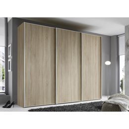 Schwebetürenschrank STAUD "Sinfonie Plus, edles Design in hochwertiger Qualität, Made Germany" Schränke Gr. B/H/T: 280 cm x 240 cm x 68 cm, Basic, 3 St., braun (sonoma eiche) Mit vier verschiedenen Ausstattungsvarianten