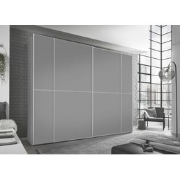 Schwebetürenschrank STAUD "Sonett 200, Made in Germany" Schränke Gr. B/H/T: 249 cm x 222 cm x 68 cm, Premium, 2 St., grau (hellgrau) mit vier verschiedenen Ausstattungsvarianten