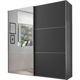 Schwebetürenschrank STAUD "Includo, Made in Germany" Schränke Gr. B/H/T: 225 cm x 222 cm x 68 cm, Premium, 2 St., grau (dekor vulkan) vier verschiedene Ausstattungsvarianten