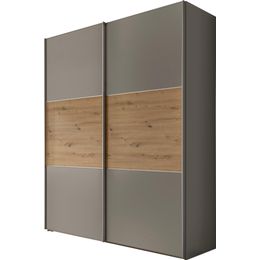 Schwebetürenschrank STAUD "Includo, Made in Germany" Schränke Gr. B/H/T: 225 cm x 222 cm x 68 cm, Premium, 2 St., blau (dekor saphir, artisan eiche) Mit vier verschiedenen Ausstattungsvarianten