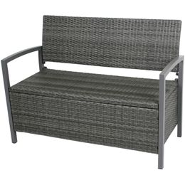 Gartenbank Garden Pleasure "Ferrara", grau (dunkelgrau), B:117cm H:86cm T:58cm, Metall, Geflecht Rattan, Sitzbänke, mit Staufach, BxTxH: 117x58x86 cm, verschiedene Farben