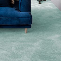 ANDIAMO Teppichboden "Velours Levin" Teppiche Uni Farben, Breite 400cm oder 500 cm, weiche Qualität, strapazierfähig Gr. B/L: 500 cm x 400 cm, 10 mm, 1 St., blau Teppichboden