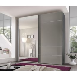 Schwebetürenschrank STAUD "Sonate Lucca mit Spiegel, Made in Germany" Schränke Gr. B/H/T: 167 cm x 240 cm x 68 cm, Comfort, 2 St., grau (saphierglas) Mit vier verschiedenen Ausstattungsvarianten