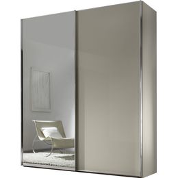 Schwebetürenschrank STAUD "Sinfonie Plus, edles Design in hochwertiger Qualität, Made Germany" Schränke Gr. B/H/T: 200 cm x 222 cm x 68 cm, Basic, 2 St., beige (sandglas) Mit Spiegeltüre und in vier verschiedenen Ausstattungsvarianten