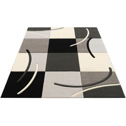 Teppich my home "Kjer" Teppiche Gr. B/L: 280 cm x 390 cm, 18 mm, 1 St., grau Esszimmerteppiche mit handgearbeitetem Konturenschnitt im 3D-Design, Kurzflor