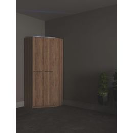 Eckkleiderschrank Priess "Barcelona Kleiderschrank Ecklösung Raumwunder" Schränke Gr. B/H/T: 78cm x 193cm x 78cm, Tiefe Seitenteil 36cm, mit Beleuchtung, braun (eichefarben artisan) in 2 Tiefen Schrank Eckschrank Garderobe