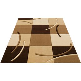 Teppich my home "Kjer" Teppiche Gr. B/L: 60 cm x 90 cm, 18 mm, 1 St., braun Esszimmerteppiche mit handgearbeitetem Konturenschnitt im 3D-Design, Kurzflor