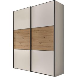 Schwebetürenschrank STAUD "Includo, Made in Germany" Schränke Gr. B/H/T: 225 cm x 222 cm x 68 cm, Premium, 2 St., weiß (dekor weiß, artisan eiche) Mit vier verschiedenen Ausstattungsvarianten