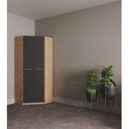 Eckkleiderschrank Priess "Barcelona Kleiderschrank Ecklösung Raumwunder" Schränke Gr. B/H/T: 78cm x 193cm x 78cm, Tiefe Seitenteil 36cm, ohne Beleuchtung, braun (eichefarben artisan/schwarz) in 2 Tiefen Schrank Eckschrank Garderobe