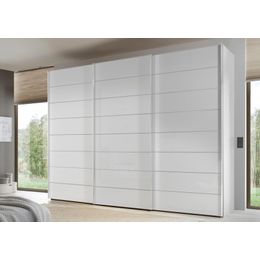 Schwebetürenschrank STAUD "Sonate Como, Made in Germany" Schränke Gr. B/H/T: 249 cm x 240 cm x 68 cm, Premium, 3 St., weiß (alpinweißglas) Mit vier verschiedenen Ausstattungsvarianten