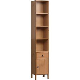 Hochschrank Welltime "Kall" Schränke Gr. B/H/T: 35 cm x 188 cm x 33 cm, 1 St., gelb (honigfarben lackiert) Badschrank aus Kiefer-Massivholz mit Schublade - (BTH) 3533188 cm