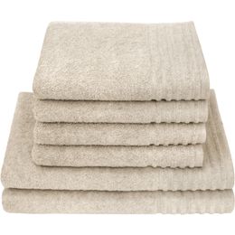 Handtuch Set Dyckhoff "Deep Harmony Energy" Handtücher (Packung) Gr. 6 St., beige (natur) 15% Hanf; 2 Handtücher (50x100cm), 1 Duschtuch (70x140cm)