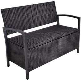 Gartenbank Garden Pleasure "Ferrara", schwarz, B:117cm H:86cm T:58cm, Metall, Geflecht Rattan, Sitzbänke, mit Staufach, BxTxH: 117x58x86 cm, verschiedene Farben