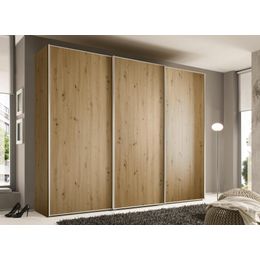 Schwebetürenschrank STAUD "Sinfonie Plus, edles Design in hochwertiger Qualität, Made Germany" Schränke Gr. B/H/T: 280 cm x 240 cm x 68 cm, Premium, 3 St., braun (artisan eiche) Mit vier verschiedenen Ausstattungsvarianten