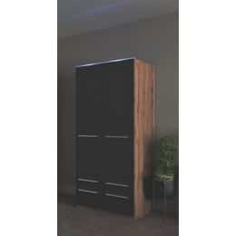 Drehtürenschrank Priess "Barcelona" Schränke Gr. B/H/T: 94 cm x 193 cm x 54 cm, ohne Spiegel, mit Beleuchtung, 2 St., schwarz (astkernbuche, schwarz) in vielen Farben und Ausführungen