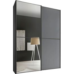 Schwebetürenschrank STAUD "Sinfonie Plus, edles Design in hochwertiger Qualität, Made Germany" Schränke Gr. B/H/T: 225 cm x 222 cm x 68 cm, Premium, 2 St., grau (vulkan) Mit vier verschiedenen Ausstattungsvarianten