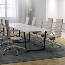 Generic Konferenztisch SET 4-14 Personen - Framie + Origami IN mit hoher Rückenlehne, Farbe Weißes Kunstleder, Größe 4 Plätze (200 cm)