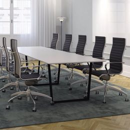 Generic Konferenztisch SET 4-14 Personen - Framie + Origami IN mit hoher Rückenlehne, Farbe Schwarzes Kunstleder, Größe 4 Plätze (200 cm)